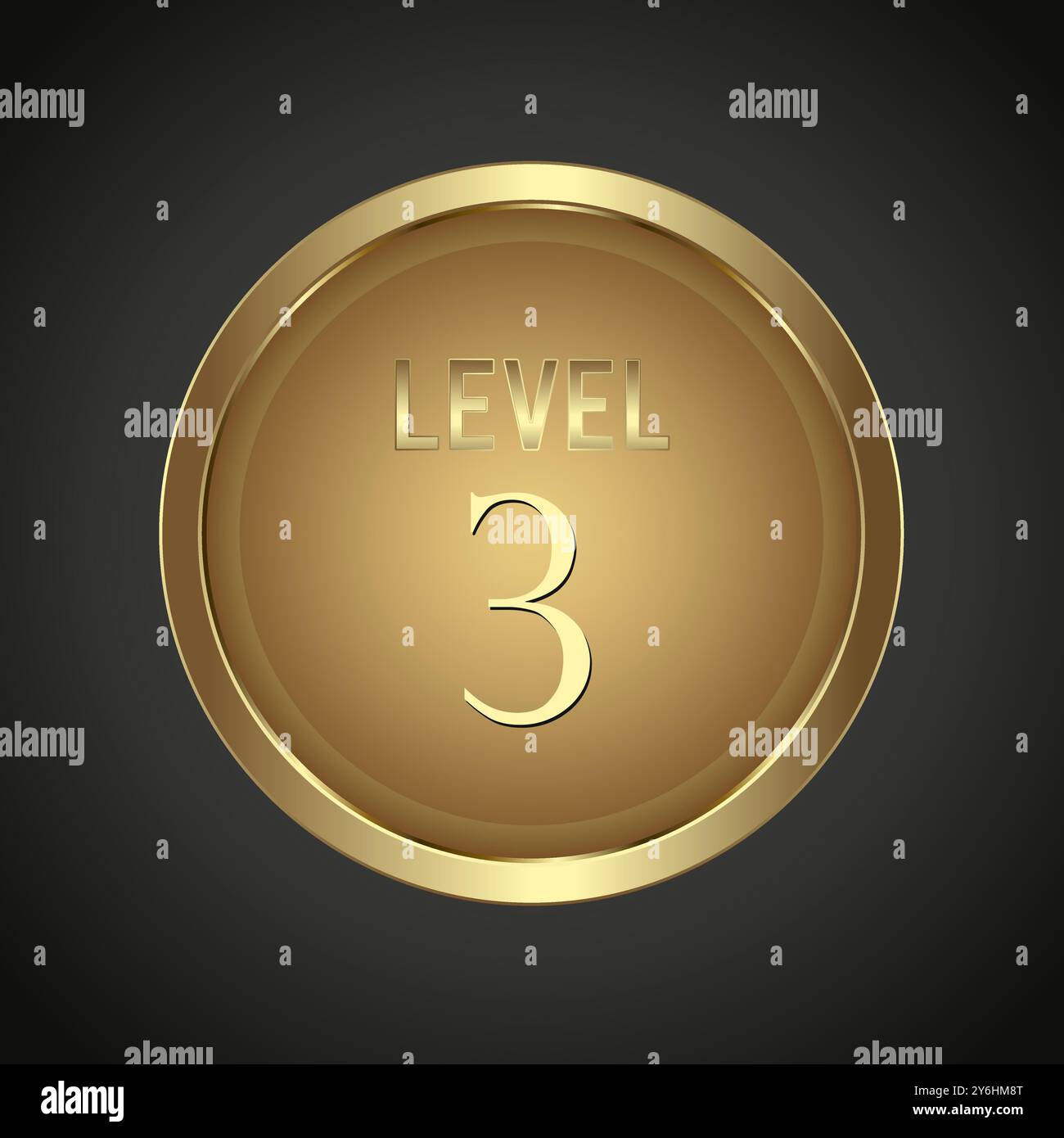 Luxury Golden Level 3 button on dark gradient background for ...