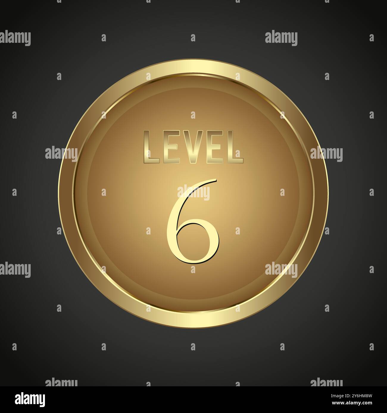Luxury Golden Level 6 button on dark gradient background for ...