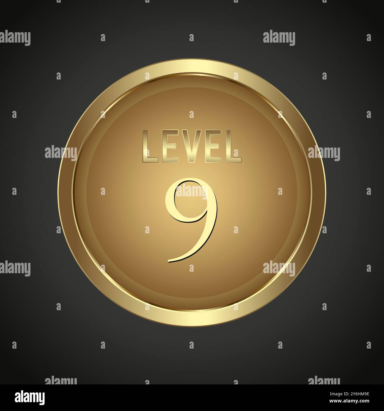 Luxury Golden Level 9 button on dark gradient background for ...