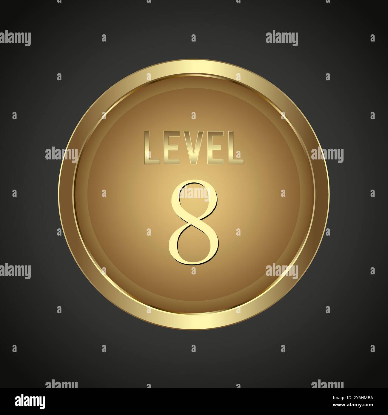 Luxury Golden Level 8 button on dark gradient background for ...