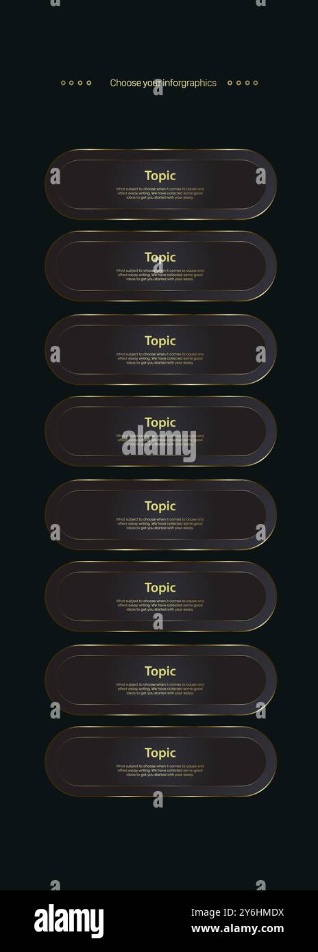 Group of 8 Luxury multipurpose Infographic buttons and Eight Golden ...