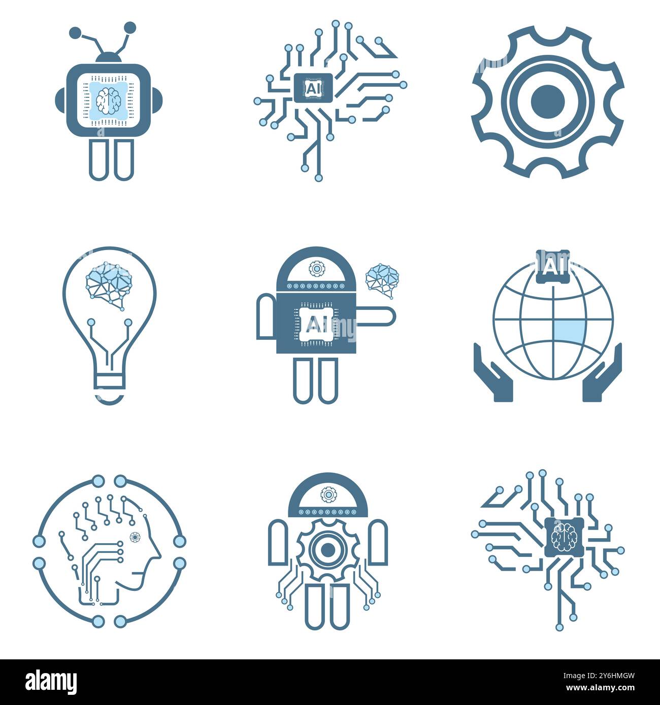Groups of Nine Artificial intelligence line icons, 9 technology symbols ... Groups of Nine Artificial intelligence line icons, 9 technology symbols ...