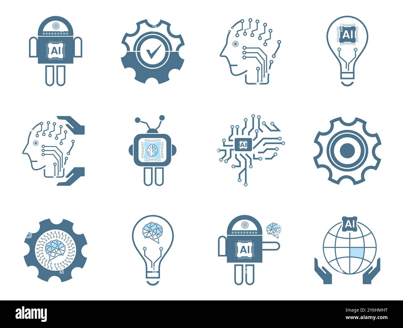Groups of 12 Artificial intelligence line icons, Twelve technology ... Groups of 12 Artificial intelligence line icons, Twelve technology ...