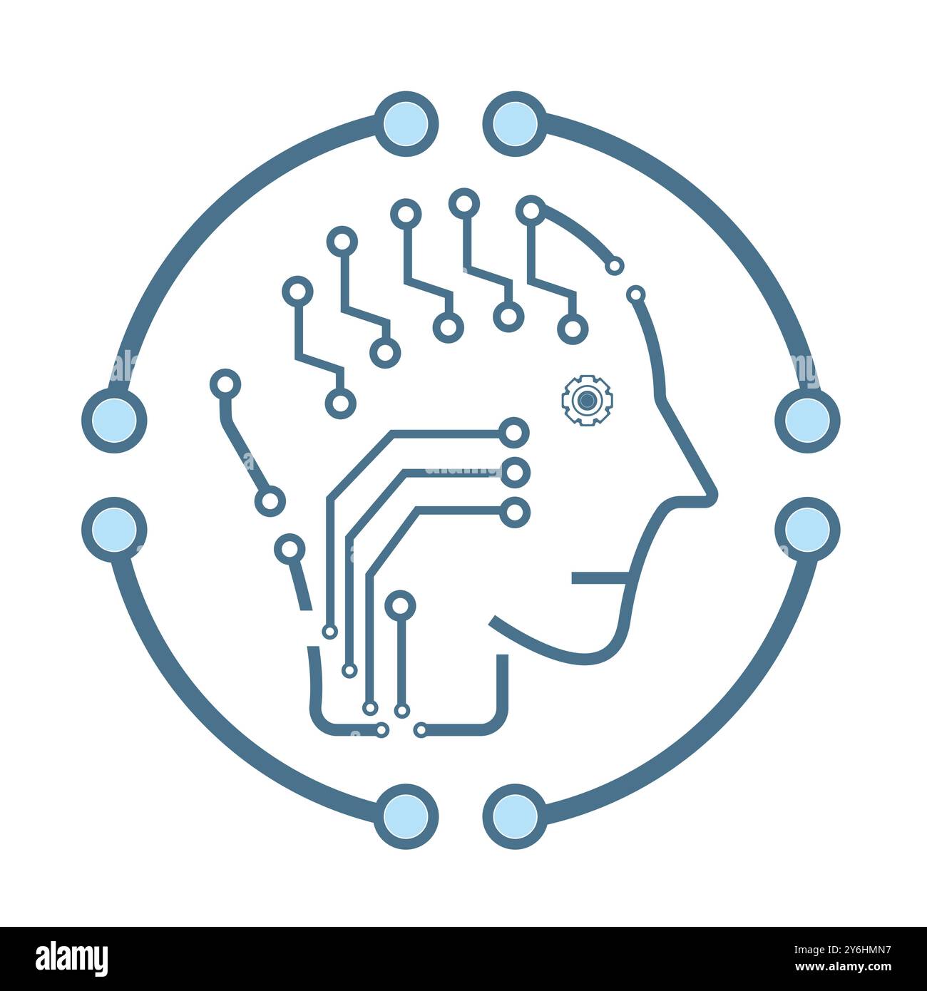 AI head with circute and Artificial intelligence line icons, AI for ...