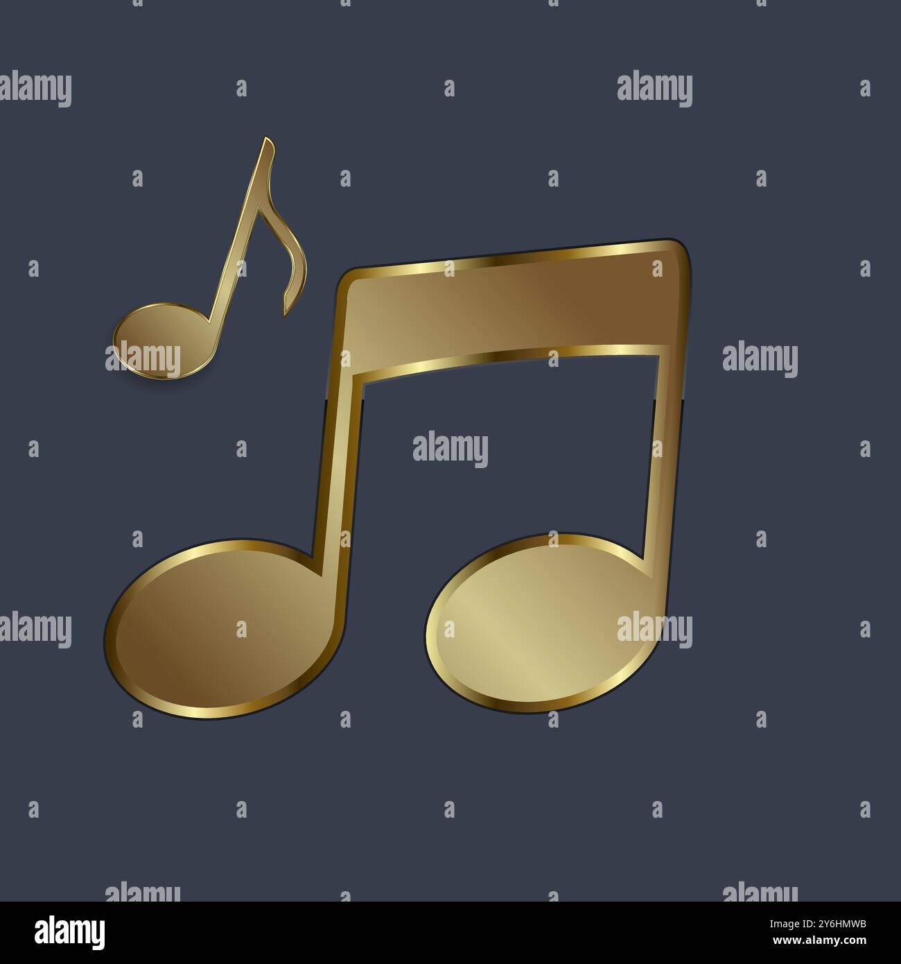 Two golden music icon on thecenter of circle, symbol, element concept ...