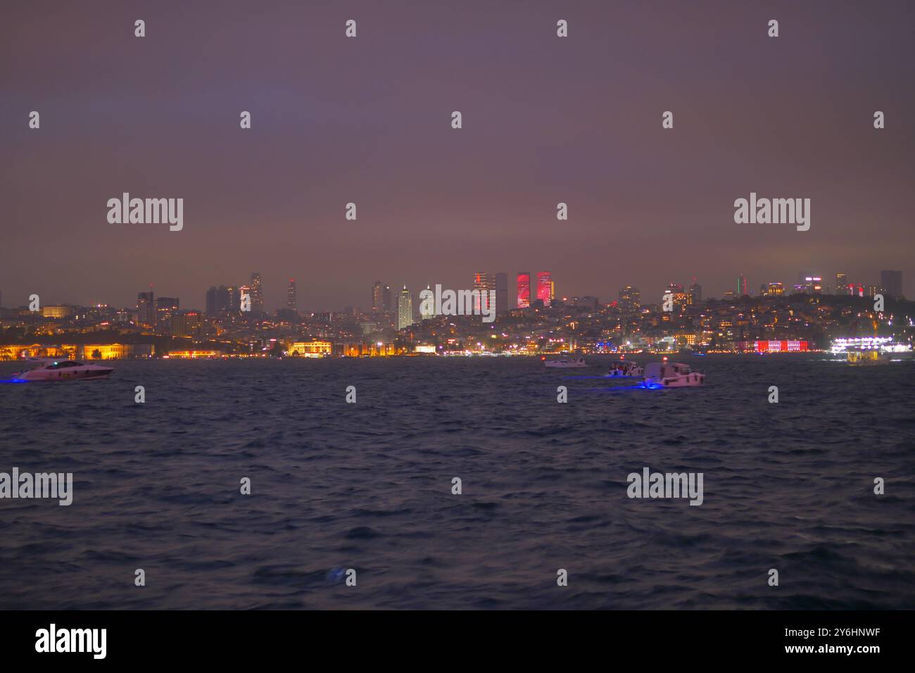 The Stunning Istanbul Night Skyline Features a Beautiful Display of ...