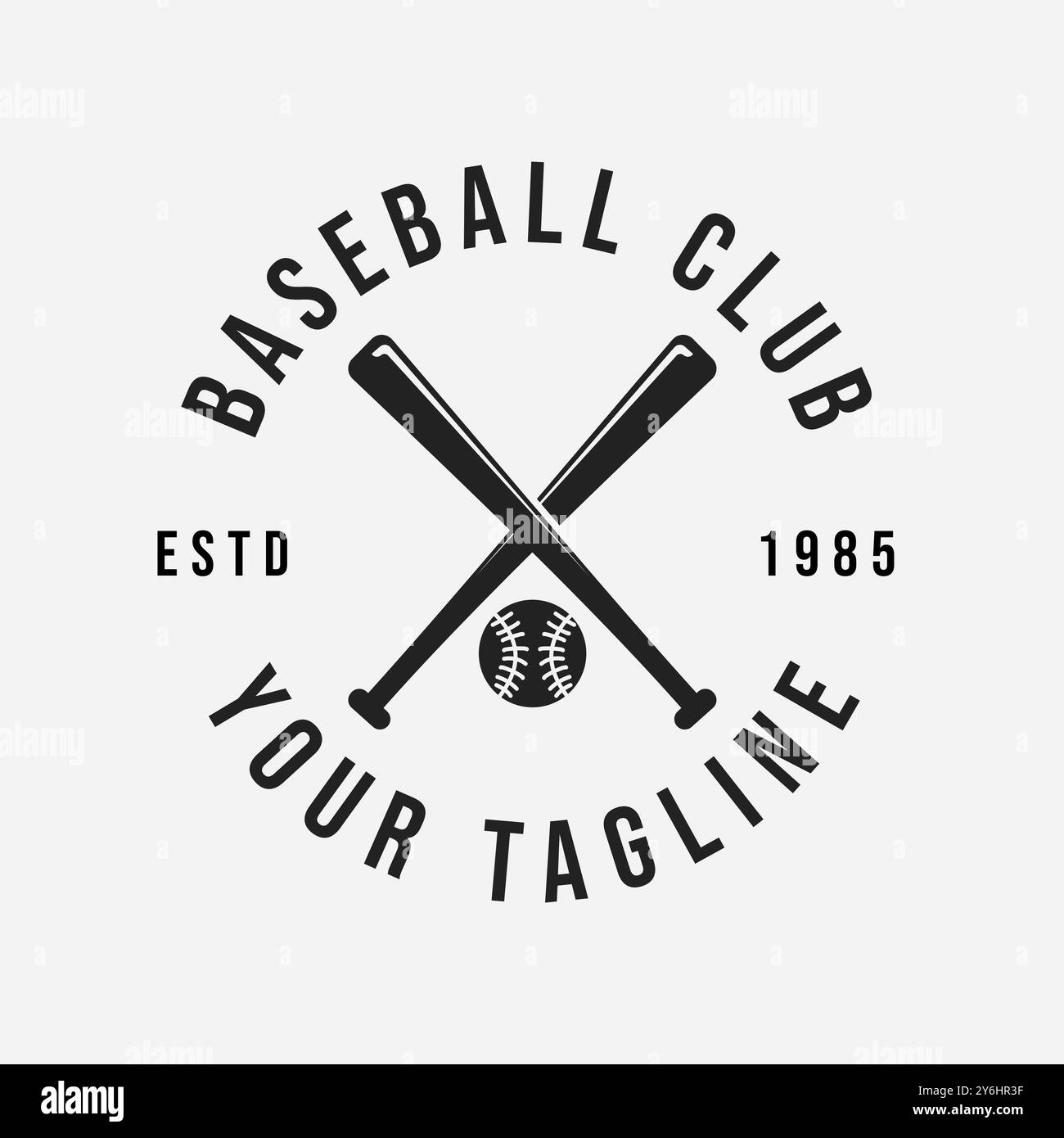Vintage Classic Baseball Club with Crossed Bats and Ball, Retro Design ...