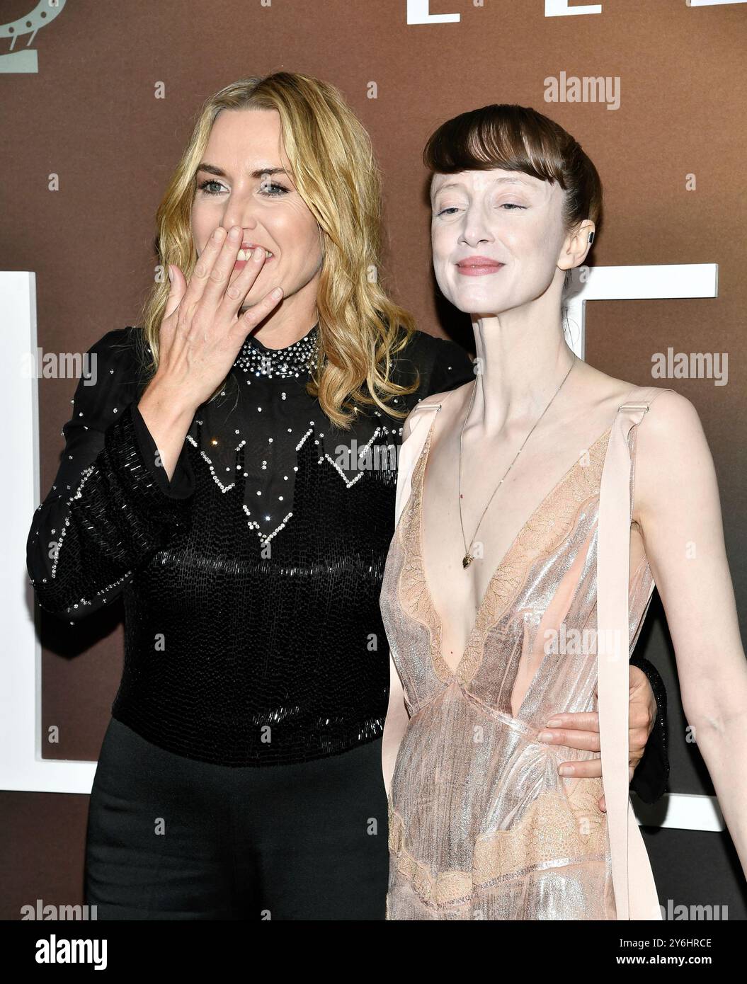 Kate Winslet, left, and Andrea Riseborough attend the special screening ...