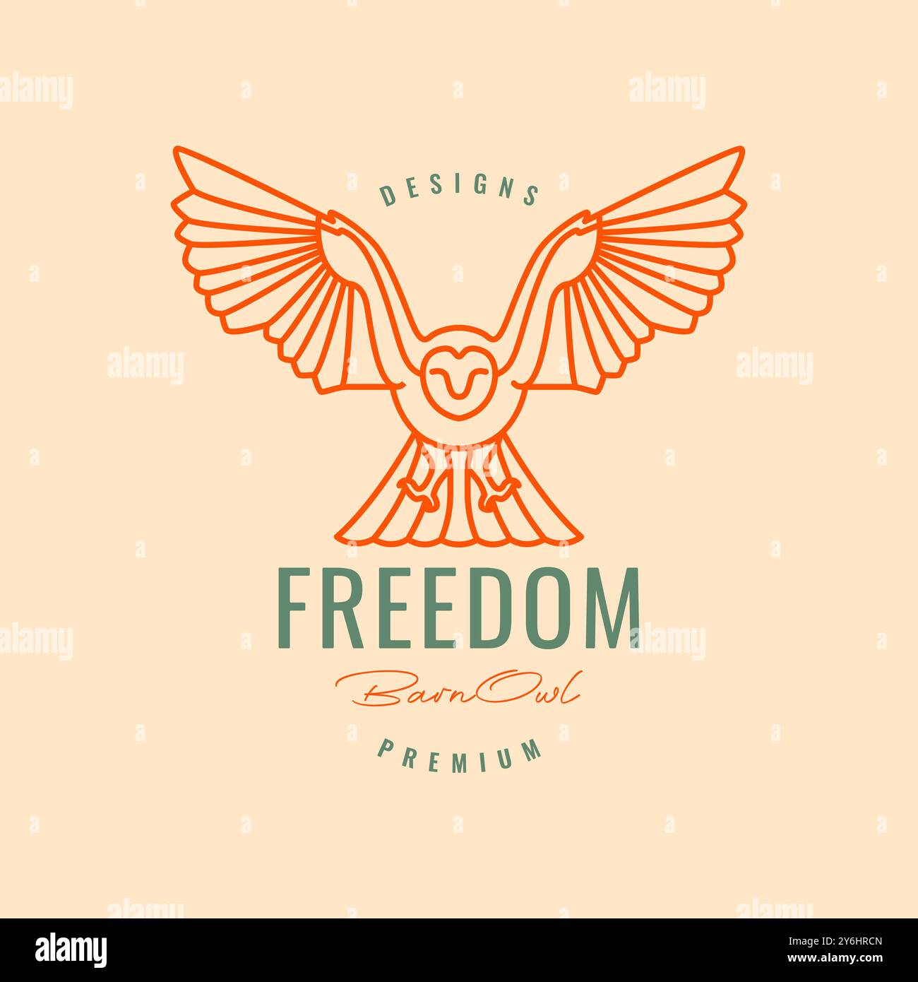 barn owl fly catching hunter nocturnal bird line style hipster vintage ...