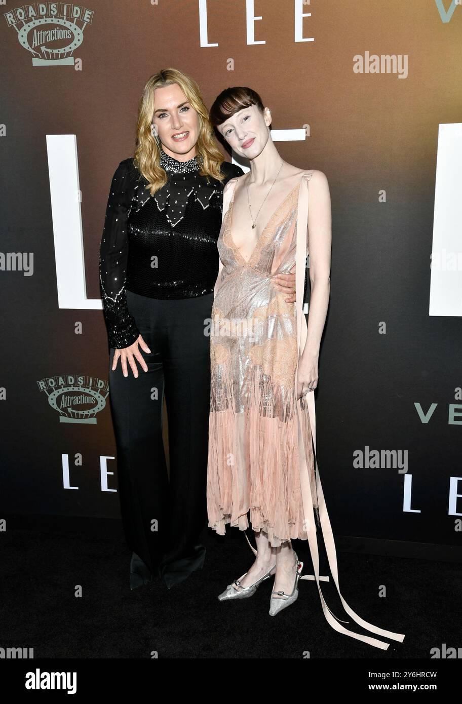 Kate Winslet, left, and Andrea Riseborough attend the special screening ...
