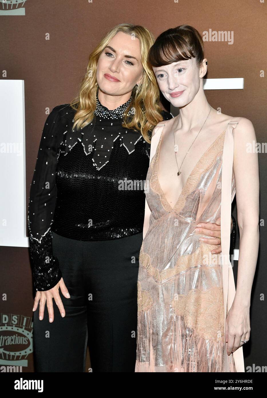 Kate Winslet, left, and Andrea Riseborough attend the special screening ...