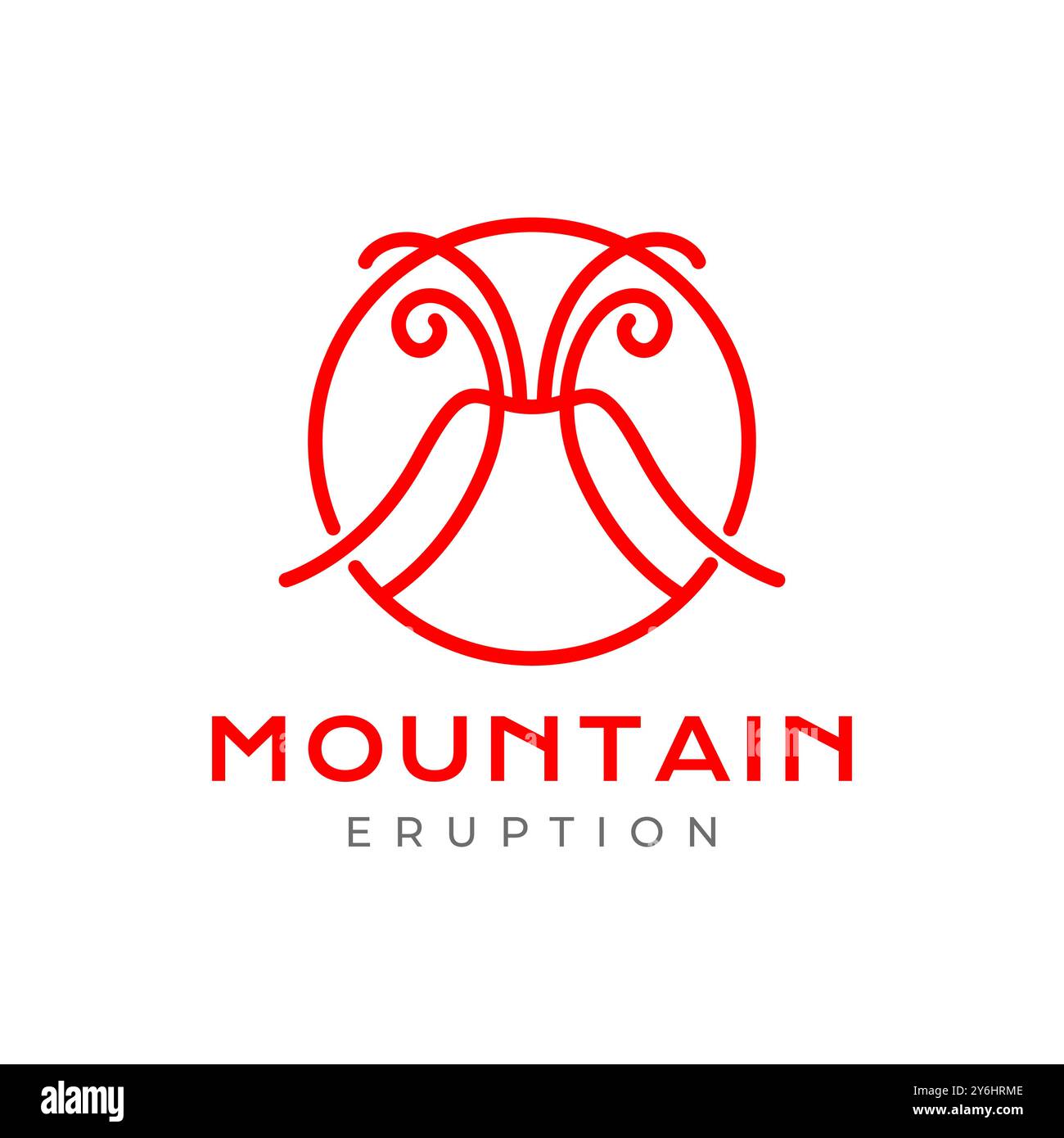 mountain eruption danger line style simple circle minimal logo design ...