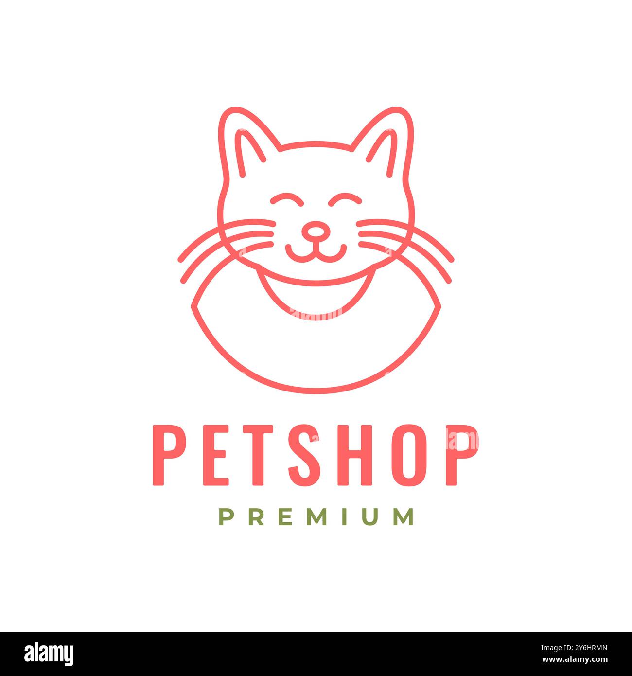 portrait cat pets smile happy cute line style simple mascot cartoon ...