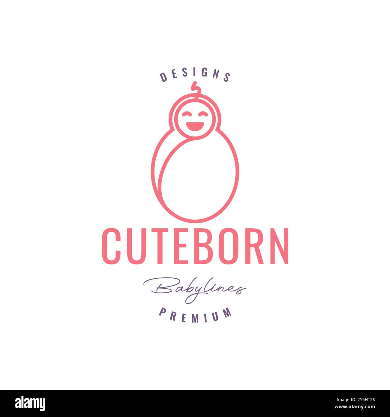 baby born smile happy line style mascot cartoon line style simple logo ...