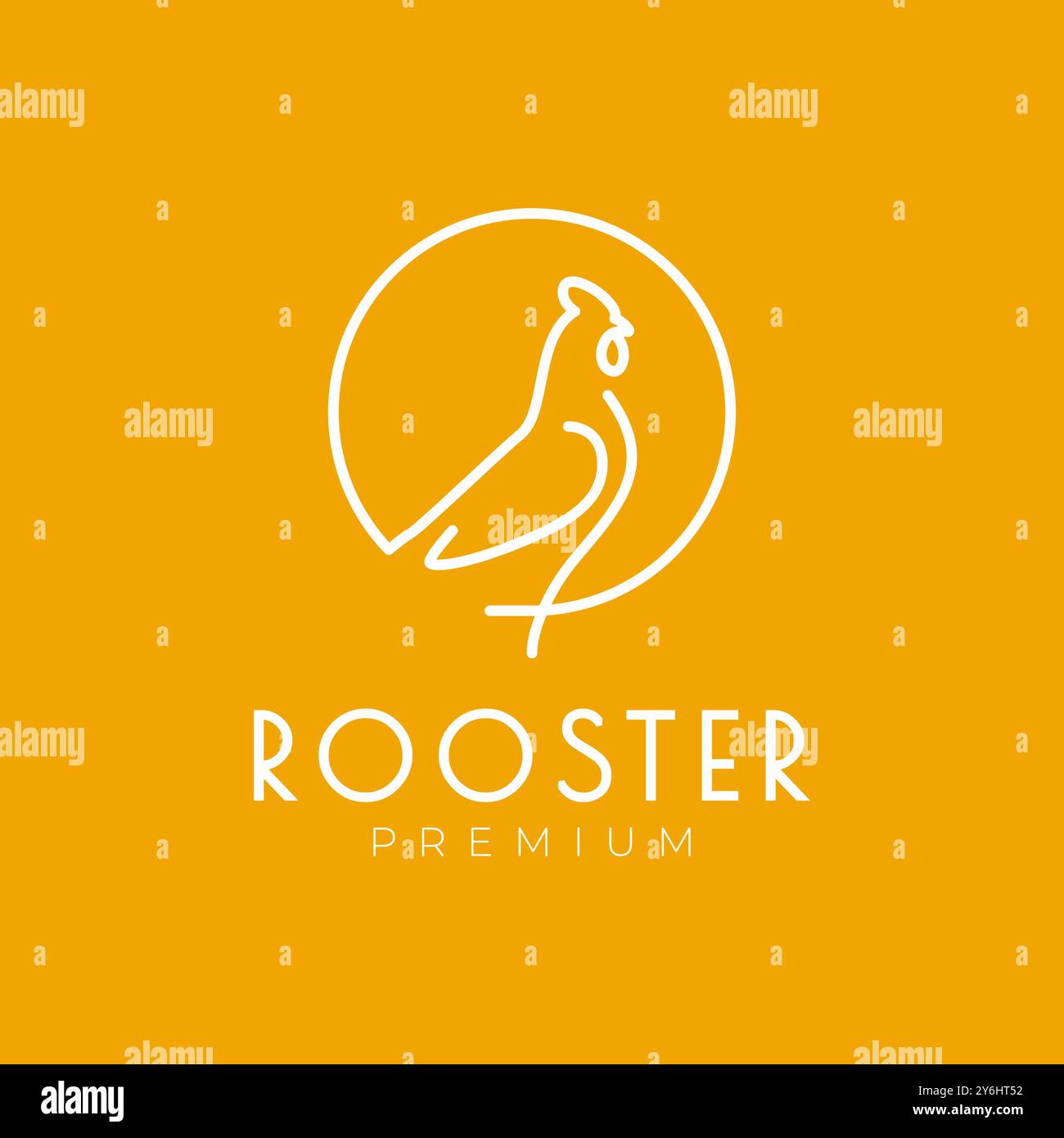 rooster poultry circle line art modern simple minimal logo design ...