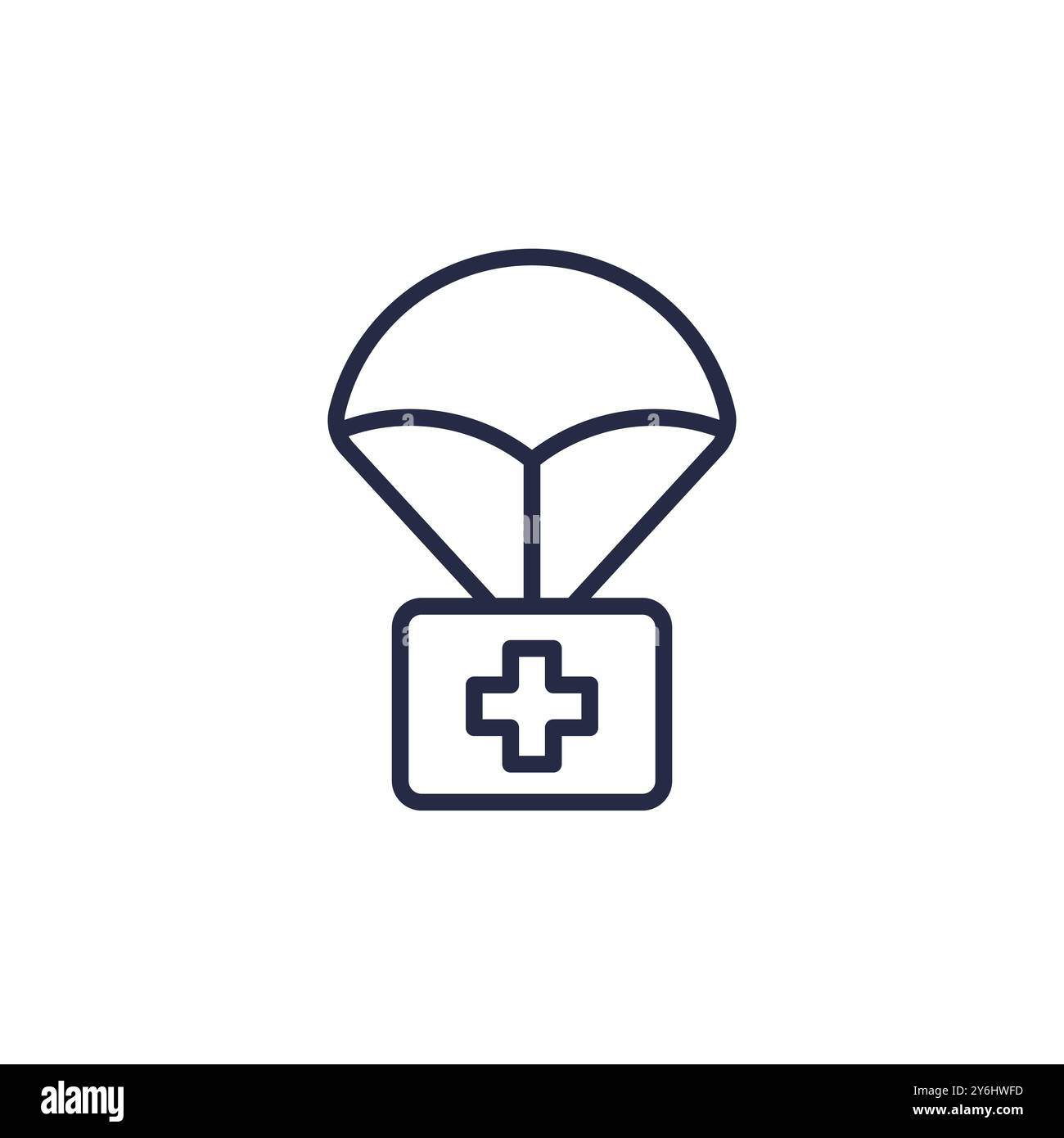 humanitarian aid icon with parachute, line vector Stock Vector Image ...
