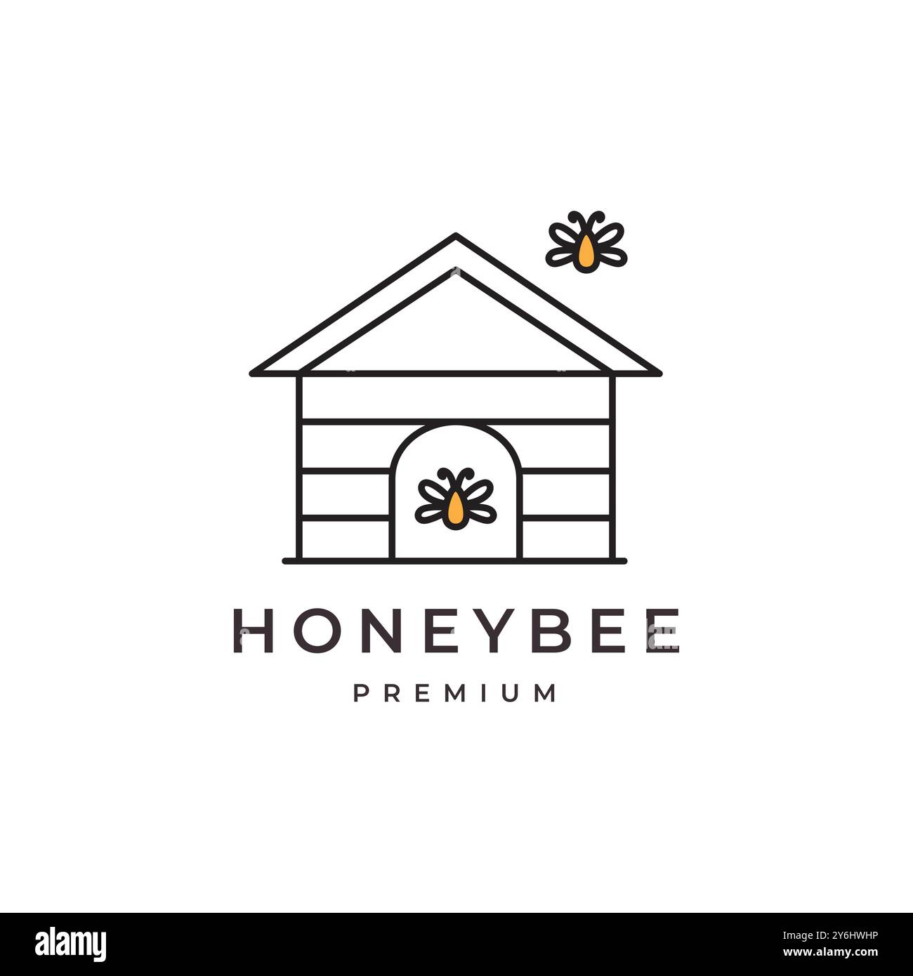 bee house bee farm line color logo design vector Stock Vector Image ...
