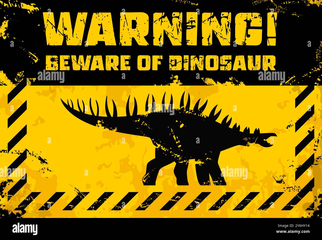 Dinosaur warning metal sign board with dino lizard for danger zone ...