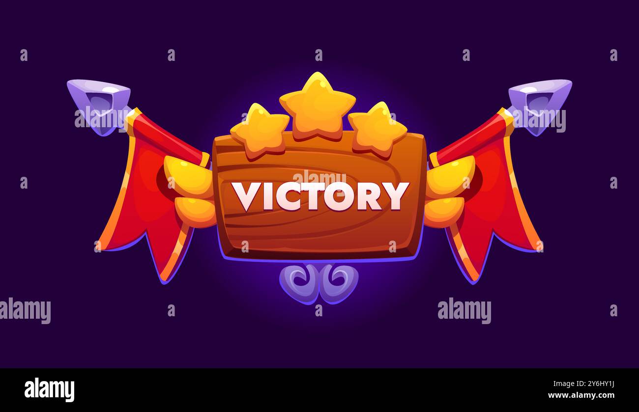 Game victory award icon or UI award badge for level achievement, vector ...