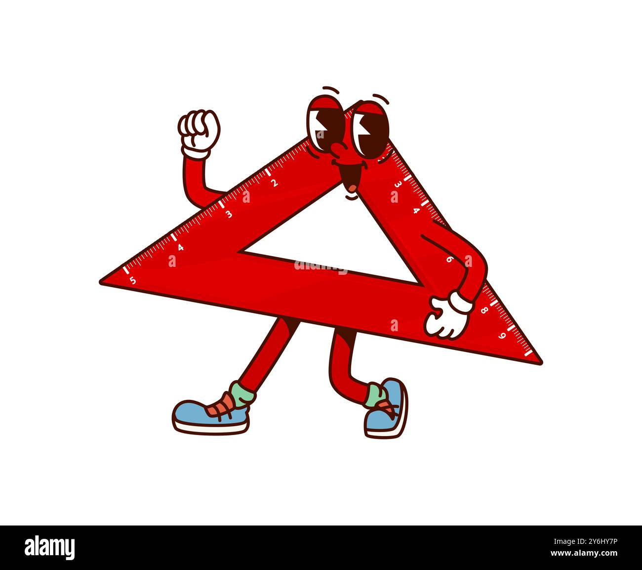 School ruler groovy character. Isolated cartoon vector educational ...