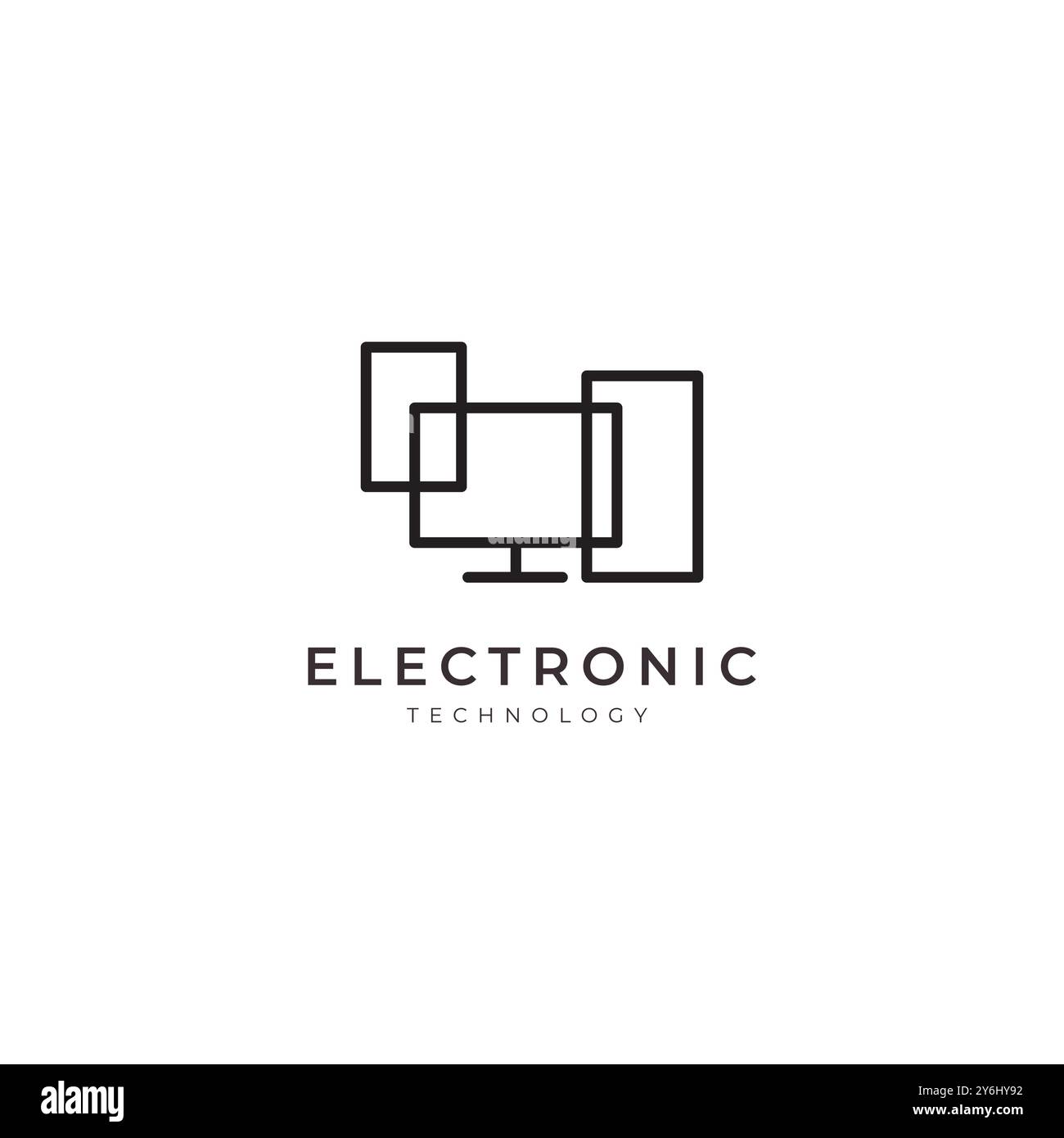computer setup line minimalist logo design Stock Vector Image & Art - Alamy