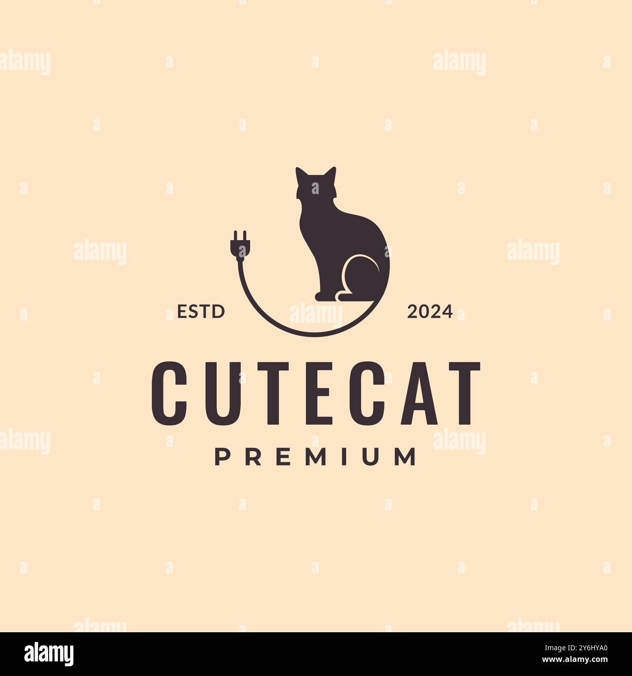 cat cable hipster logo design vector Stock Vector Image & Art - Alamy