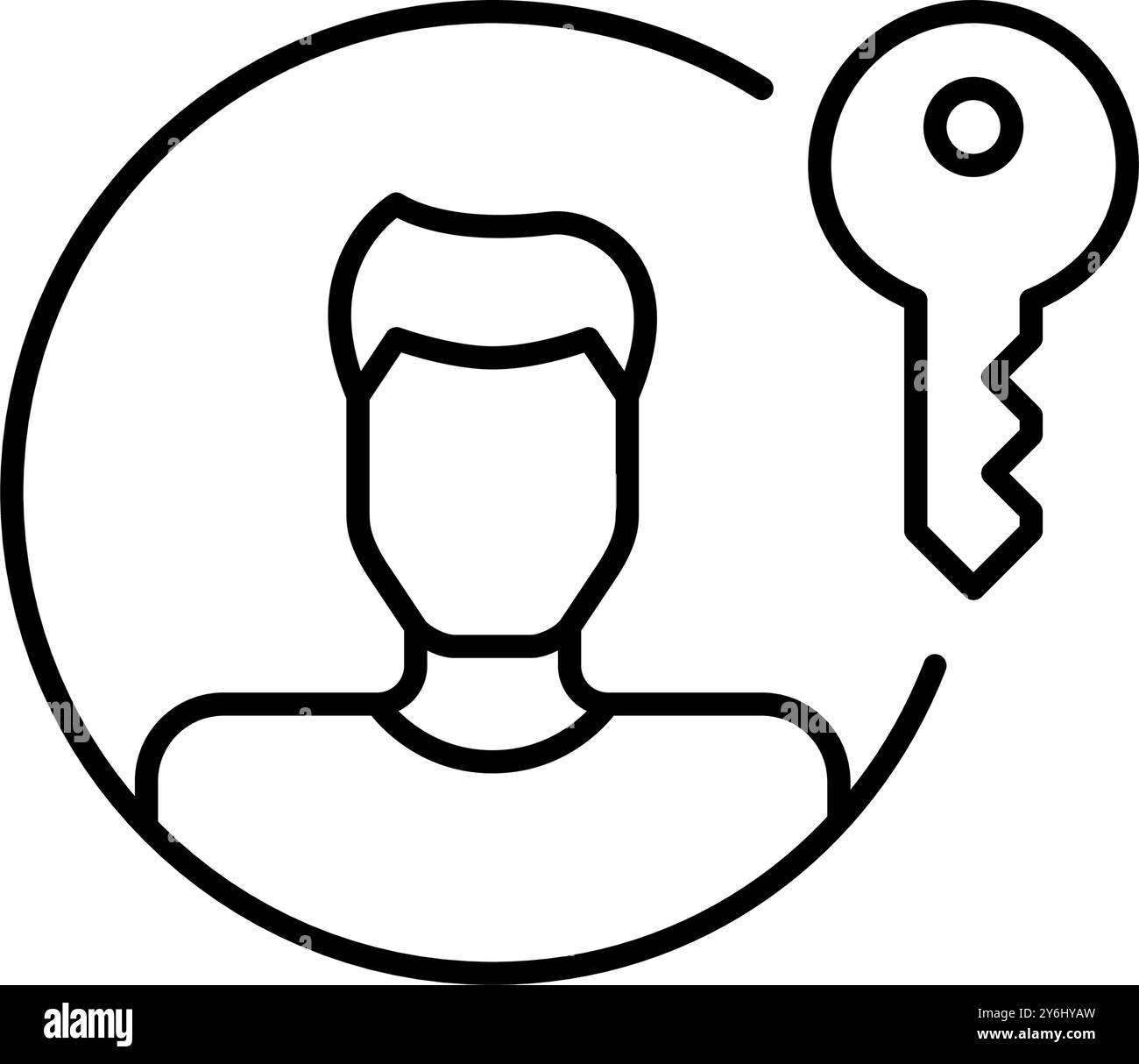 Male User Profile Picture With Key Secure Login Methods And Safeguarding Personal Data Secure