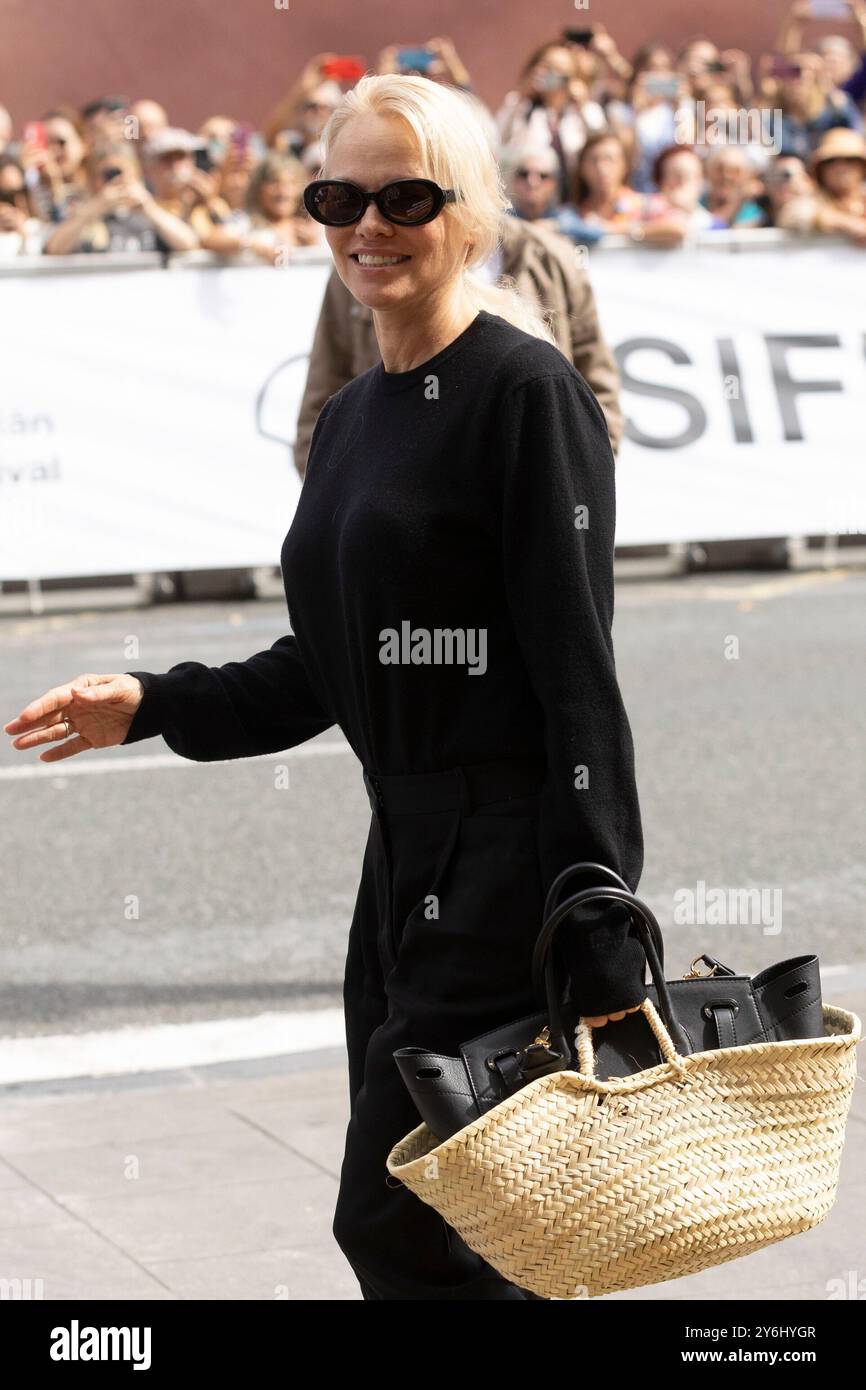 Pamela Anderson arrives at Maria Cristina Hotel during 72st San ...