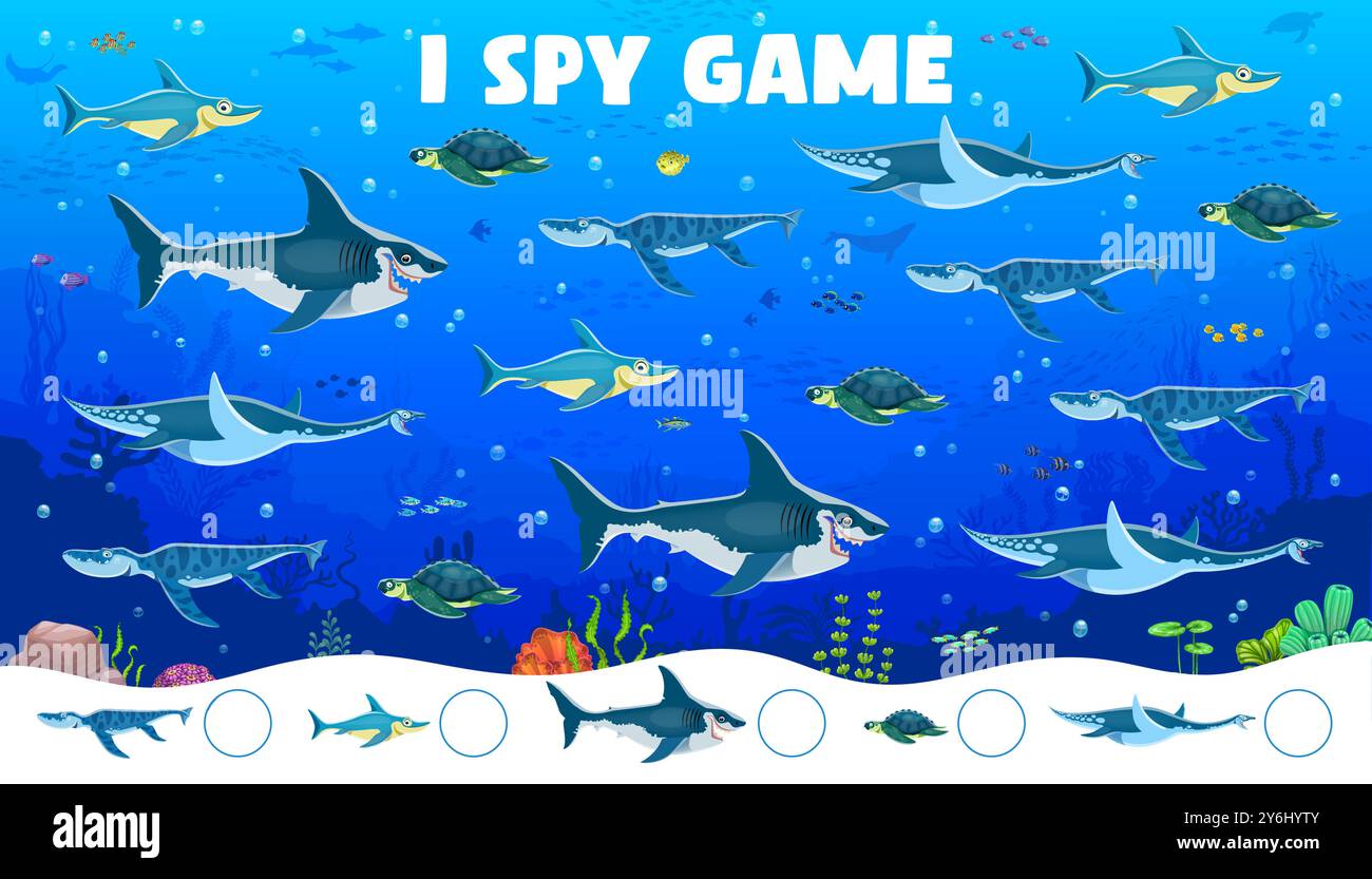 I spy game worksheet with prehistoric sea underwater dinosaurs and ...