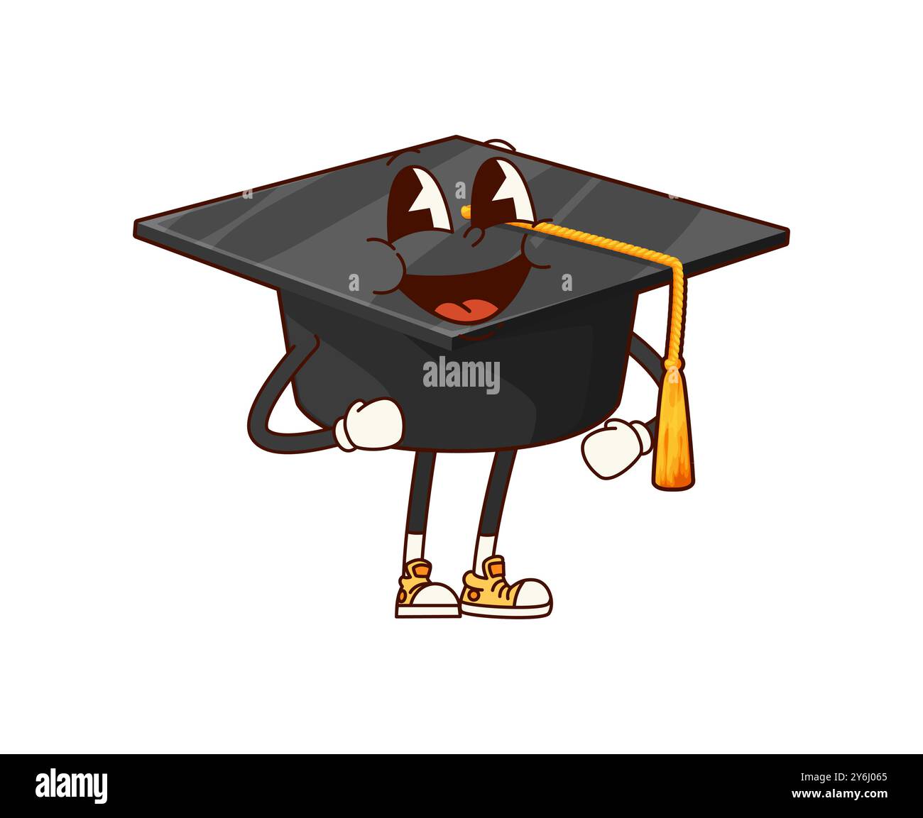 Education student cap groovy character. Playful cartoon vector ...