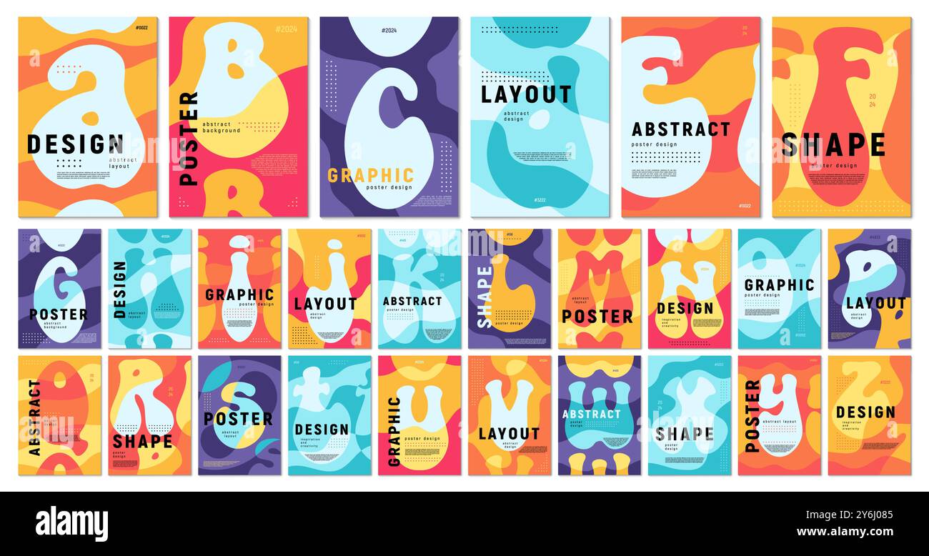 Groovy typography book covers and hippie alphabet for poster template ...