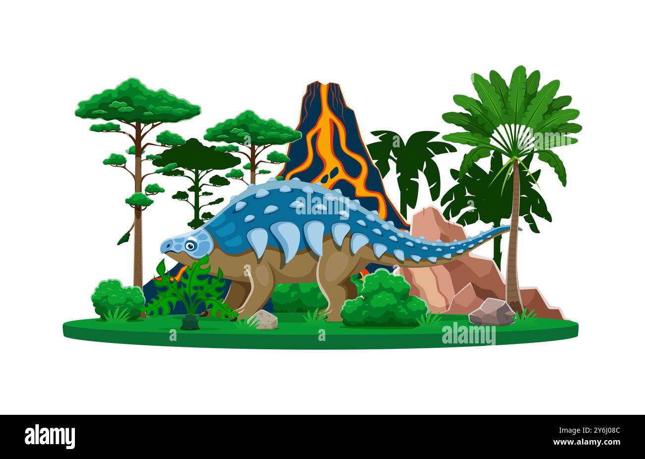 Dinosaur, cartoon prehistoric lizard of Panoplosaurus species, vector ...