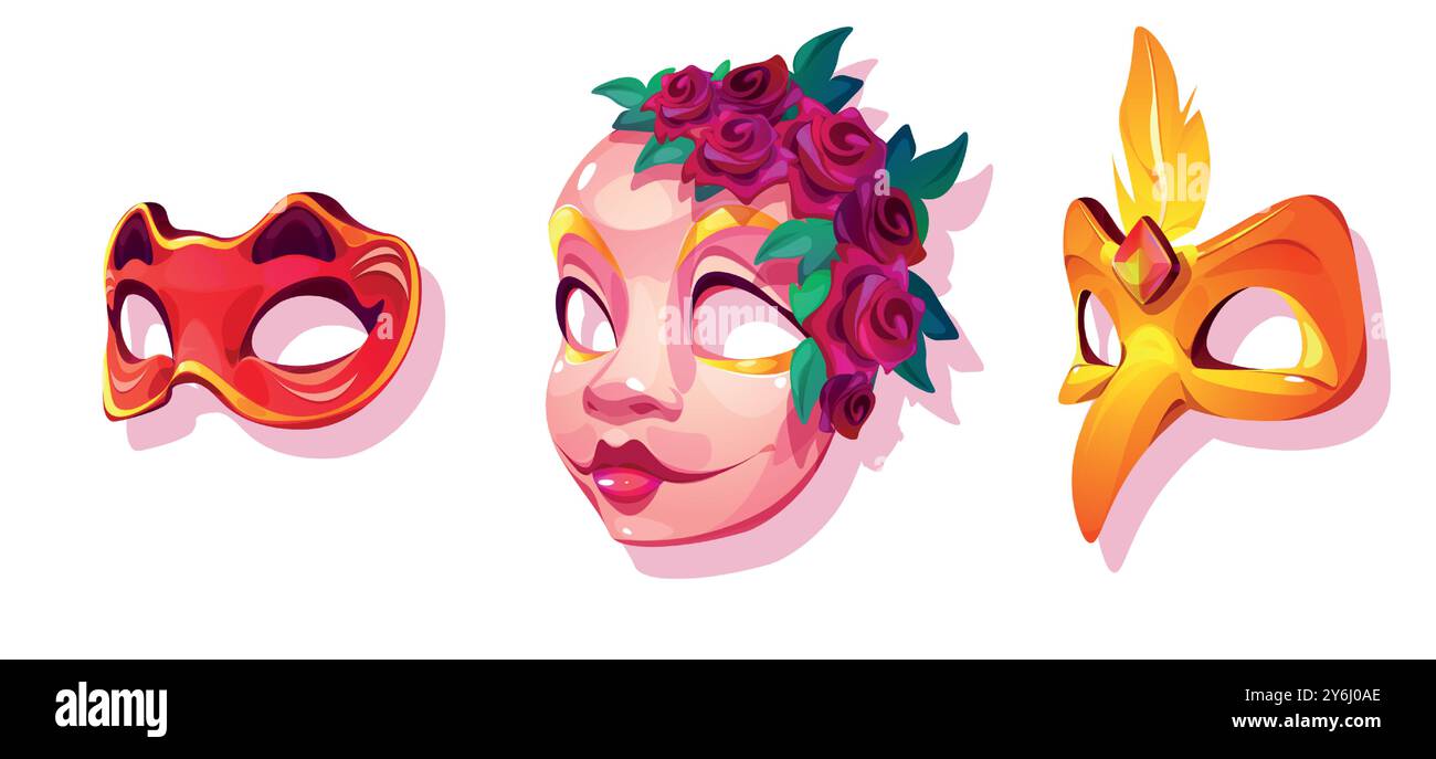 Venice carnival mask. Masquerade face costume vector illustration ...