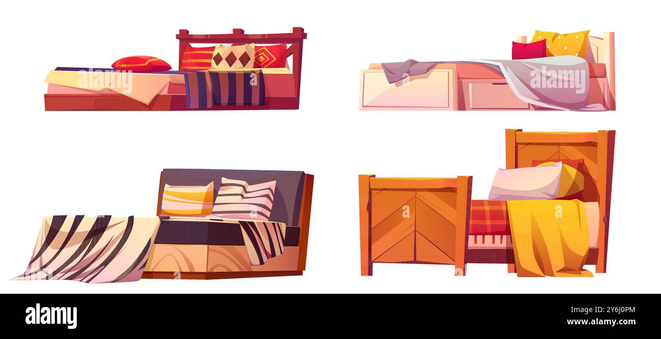 Scandinavian wooden bedroom in Cut Out Stock Images & Pictures - Alamy