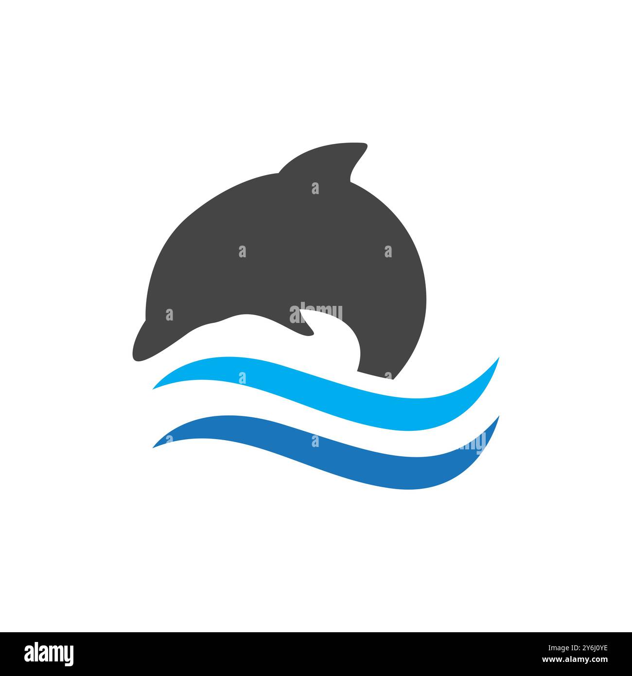 dolphin with wave ocean concept logo design vector flat Stock Vector ...