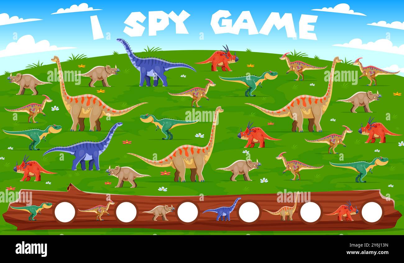 I spy game worksheet with prehistoric dinosaurs and Jurassic lizards ...