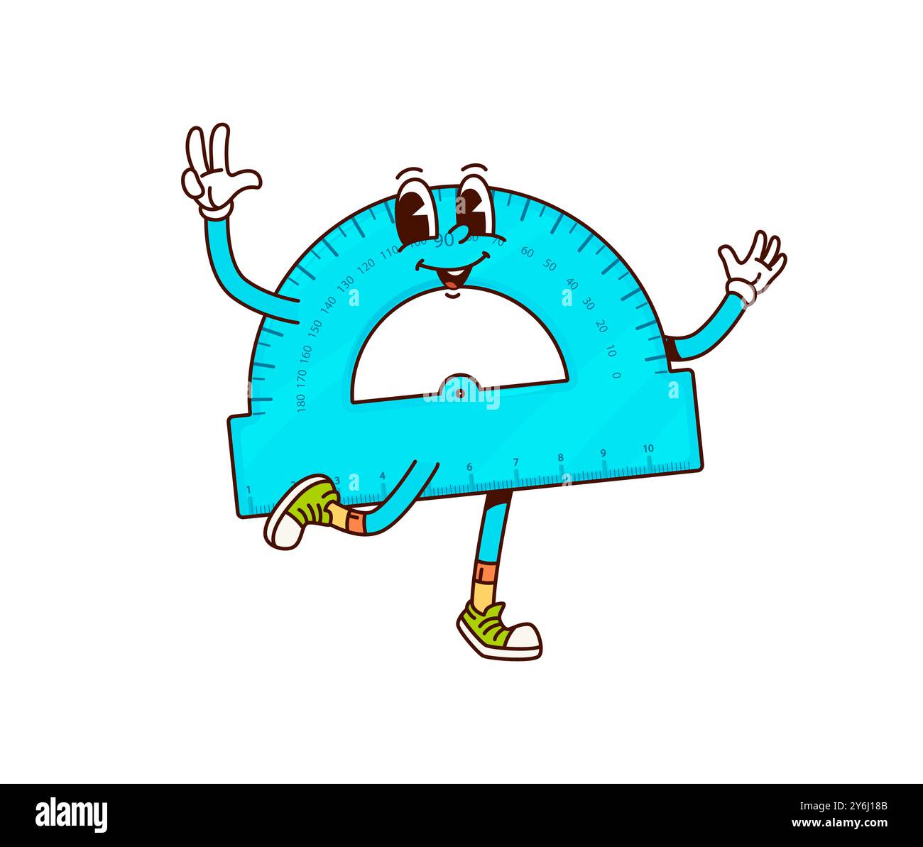 School education protractor groovy character. Isolated cartoon vector ...