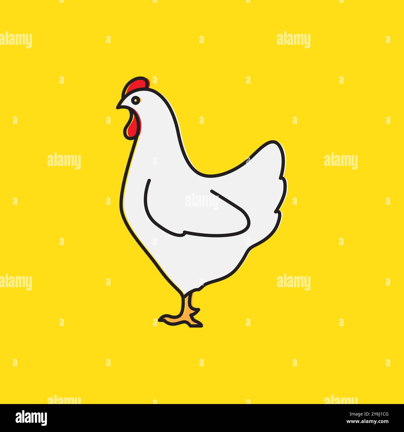 cute hen animal livestock line cartoon logo design vector Stock Vector ...
