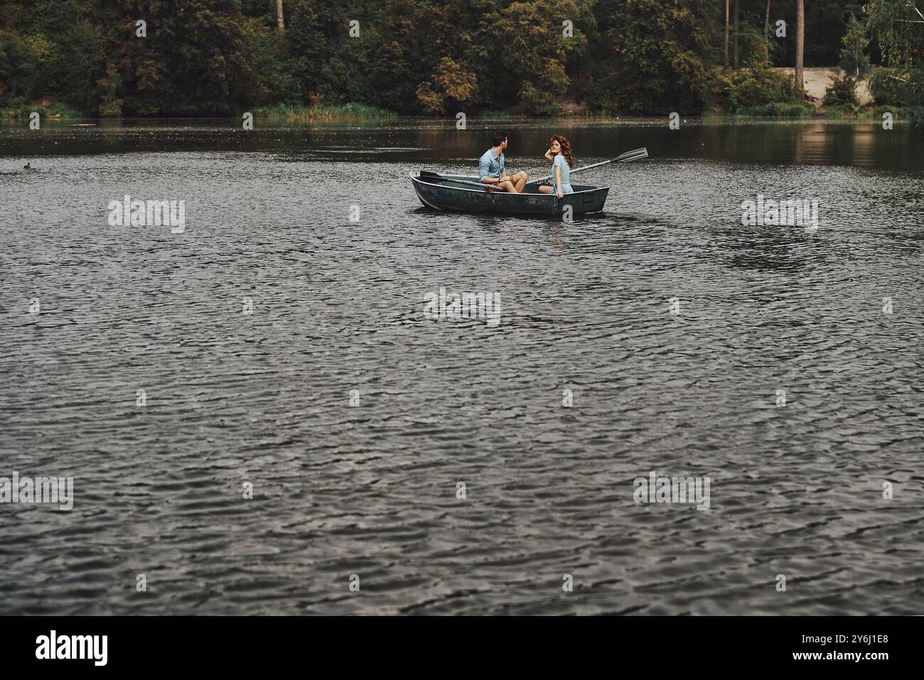 Stress free zone. Beautiful young couple having romantic date while ...