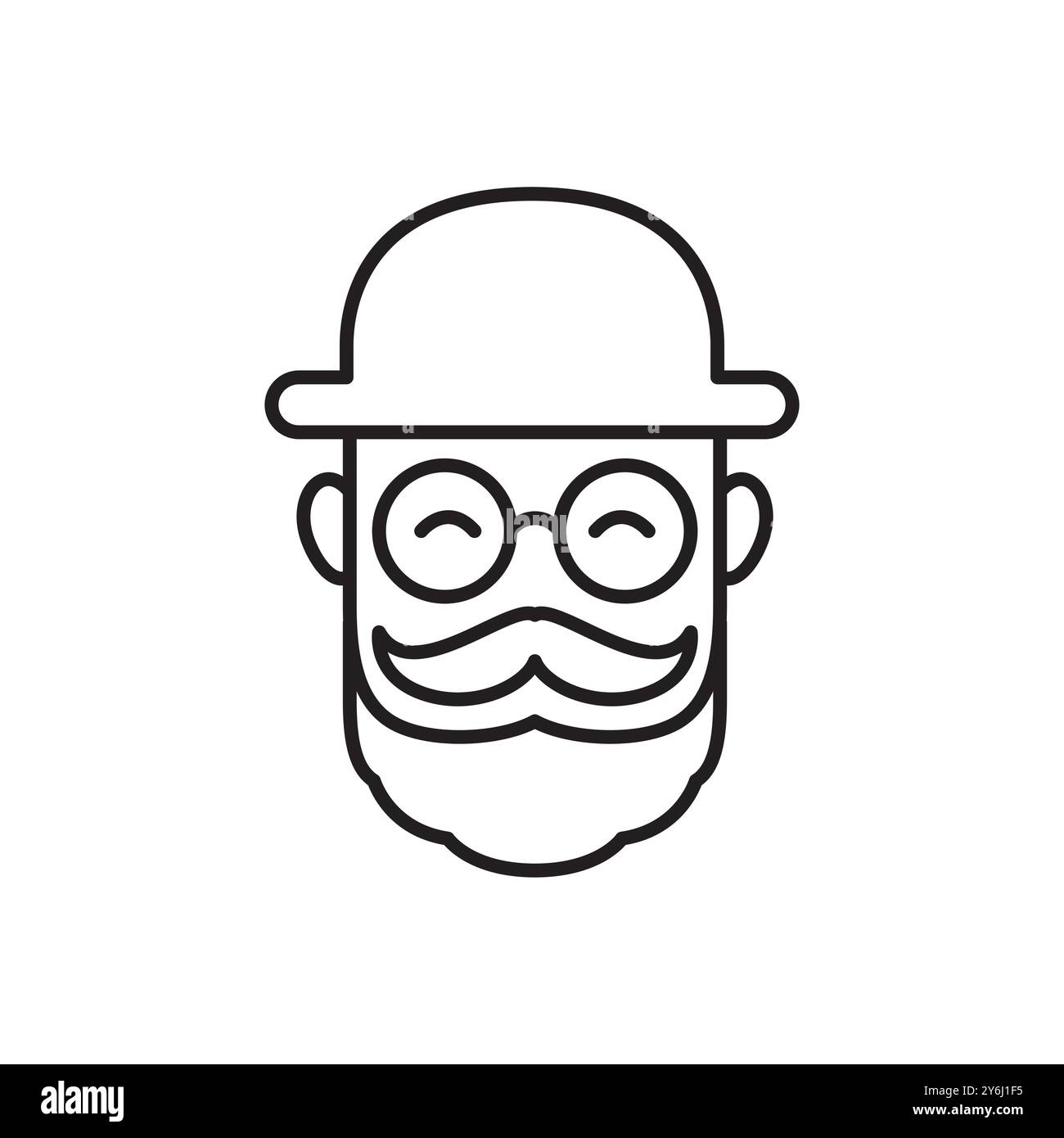 cool mustache man head with glasses line logo design vector Stock ...