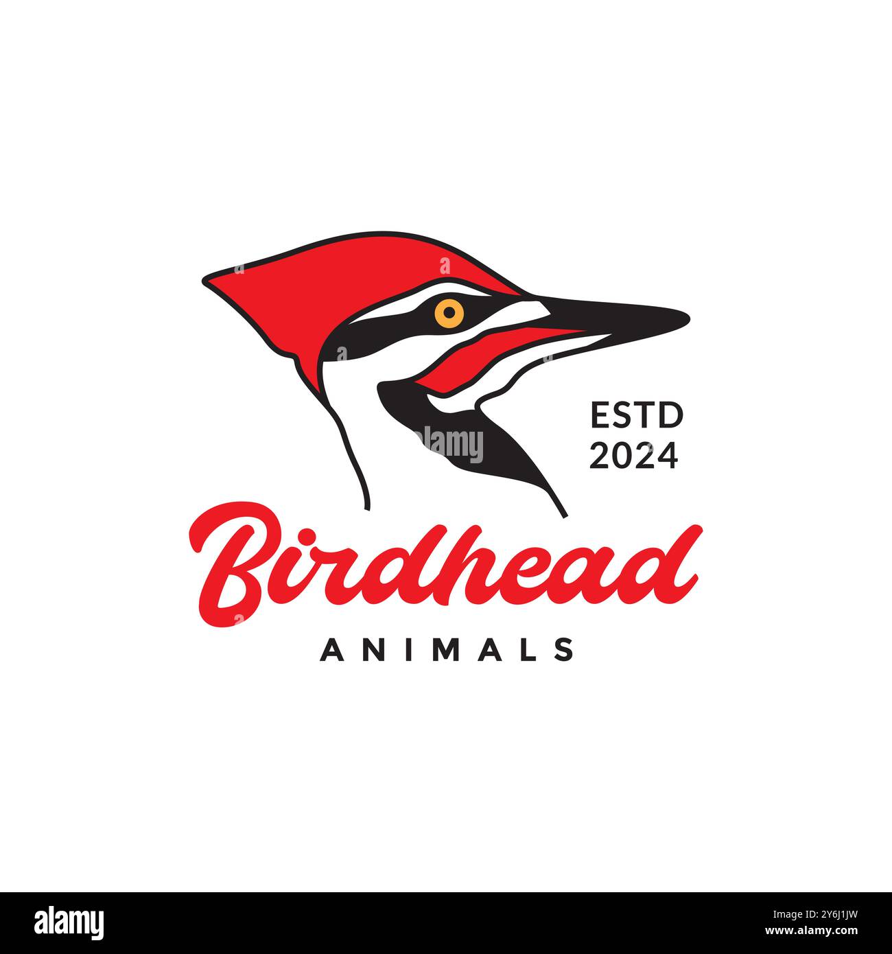 wood pecker bird beauty redhead line colorful logo design vector Stock ...