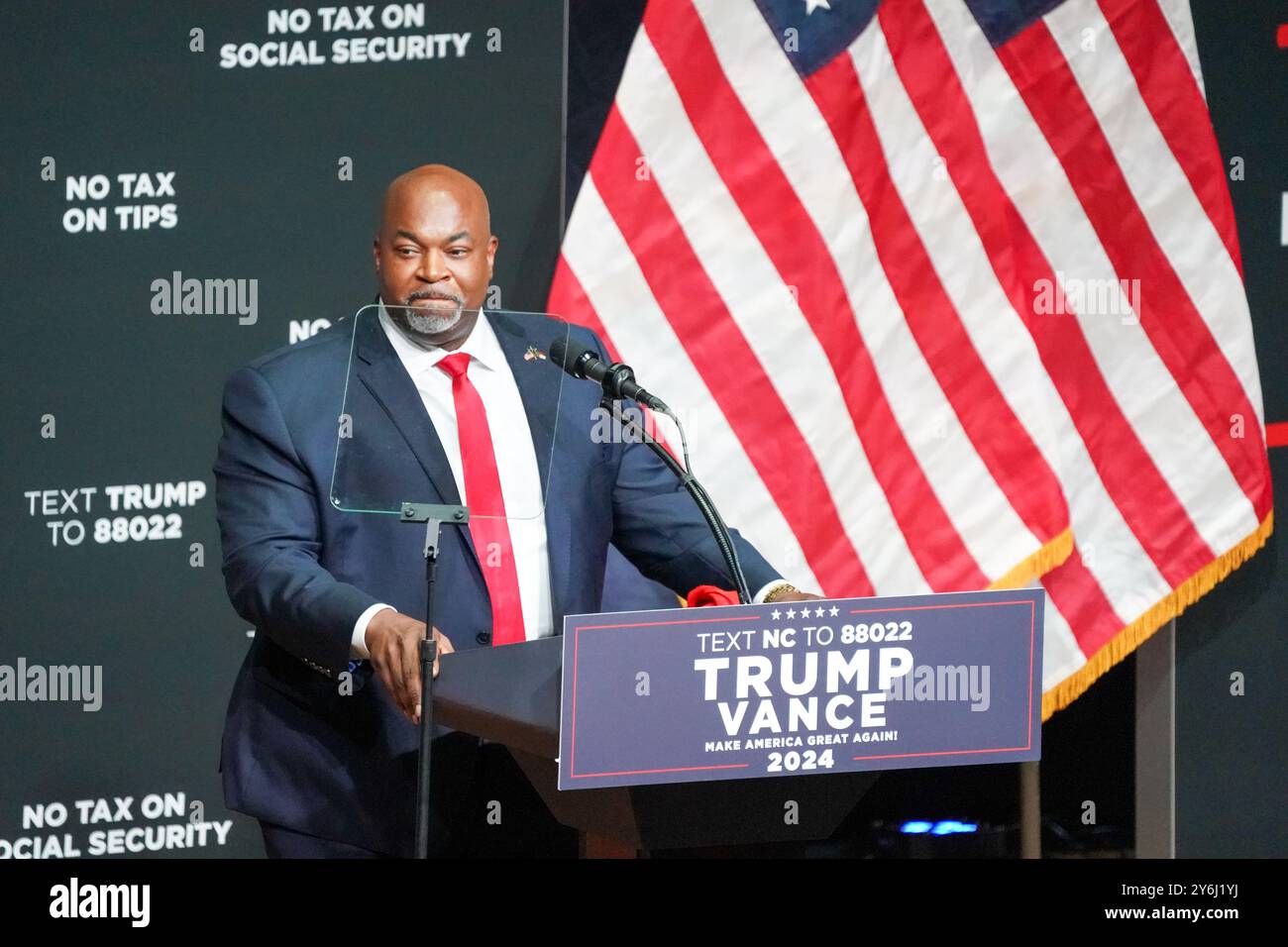 Mark Robinson, the Lieutenant Governor of North Carolina, speaks at a ...
