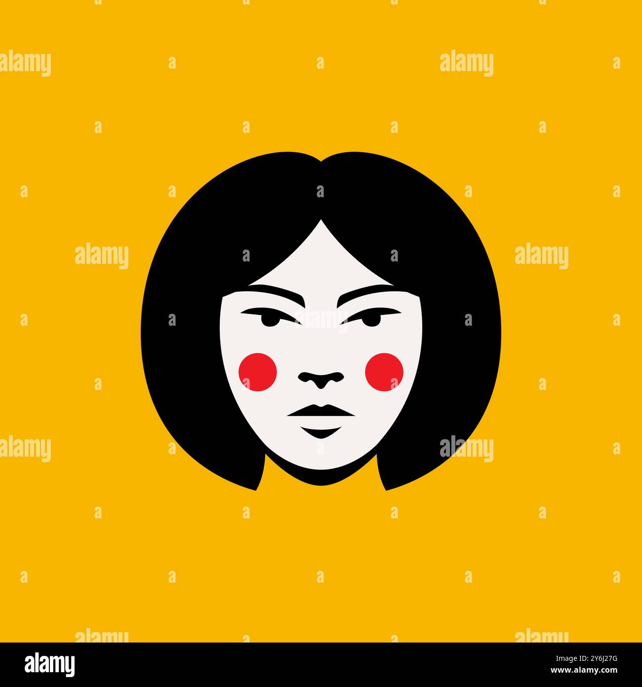 beauty japanese woman face culture logo design flat vector Stock Vector ...