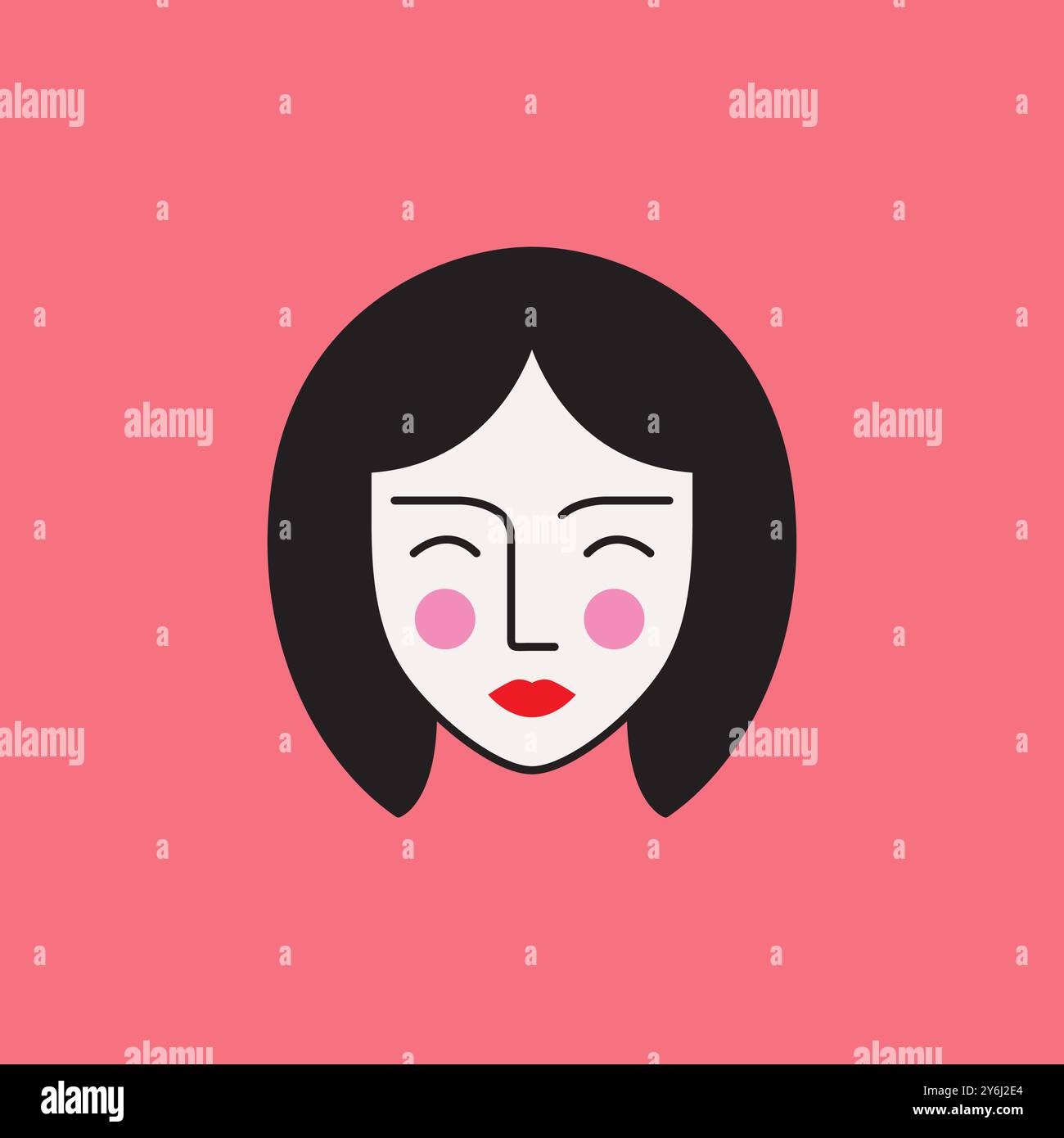 beauty japanese woman face culture logo design flat vector Stock Vector ...