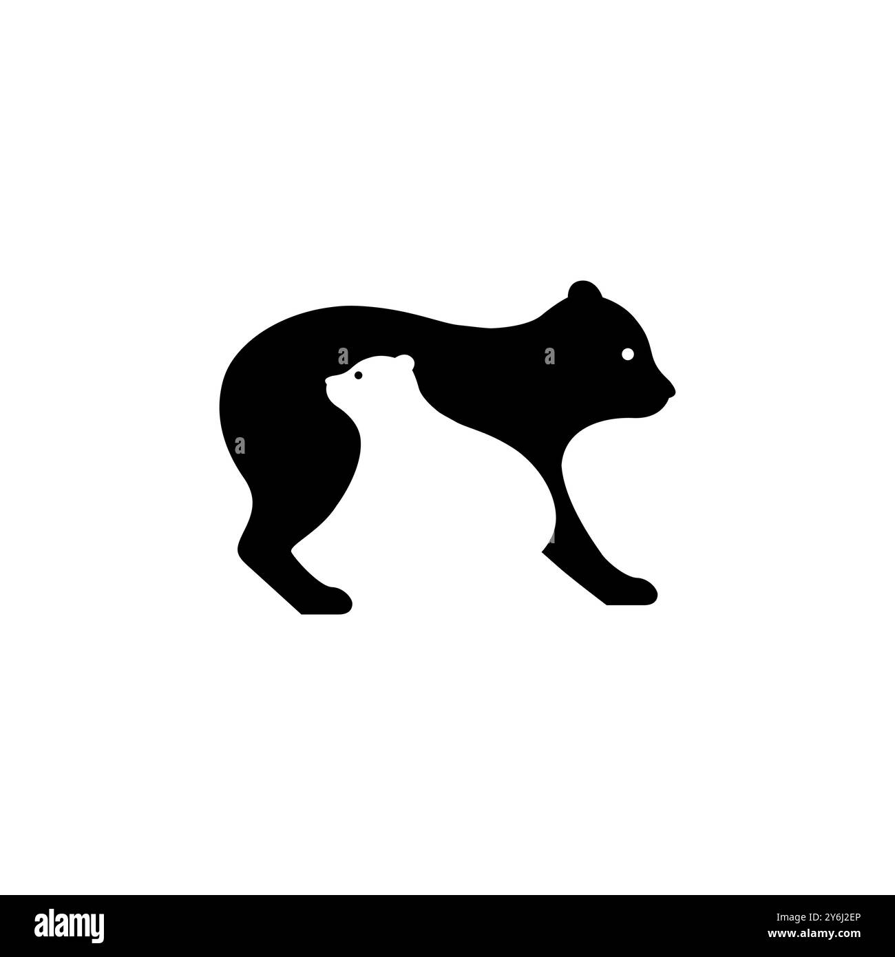 family bear animal wildlife bear cubs logo design flat vector Stock ...
