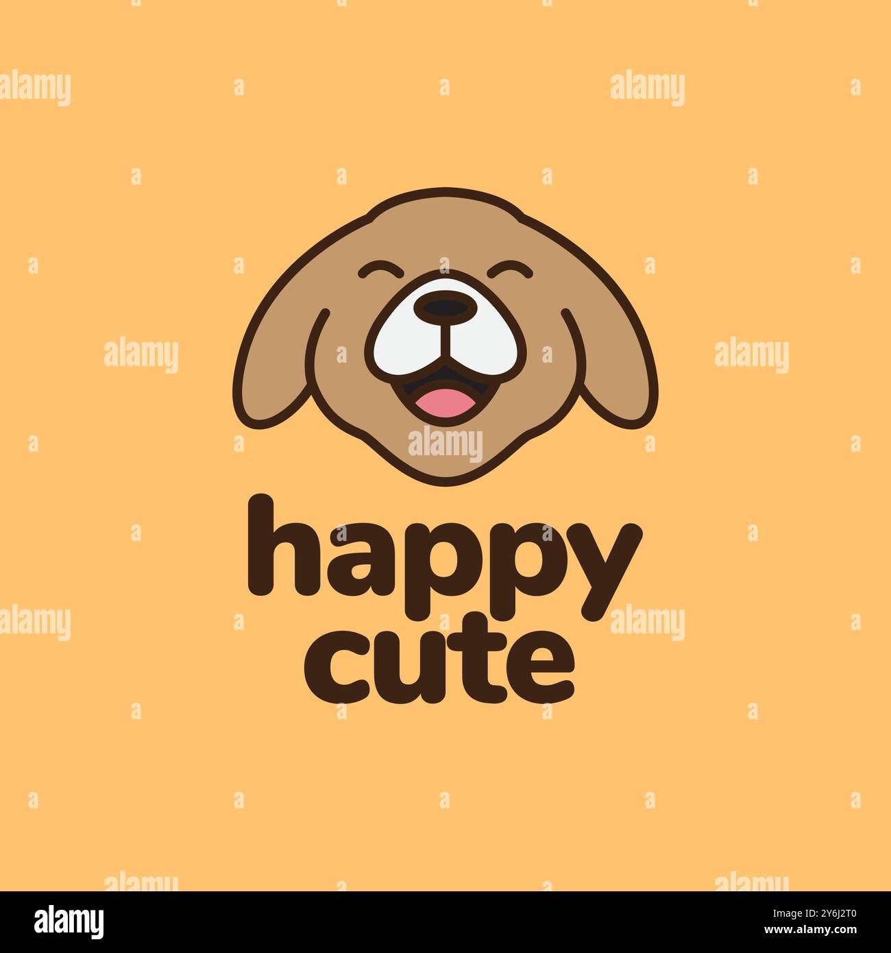 happy dog cartoon face smiling cartoon head logo design vector Stock ...