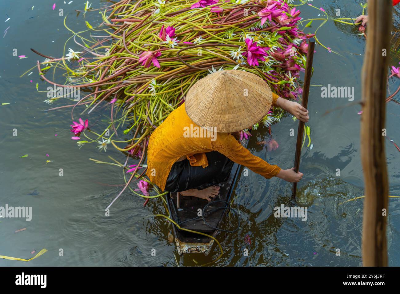 view of rural women in Moc Hoa district, Long An province, Mekong Delta ...
