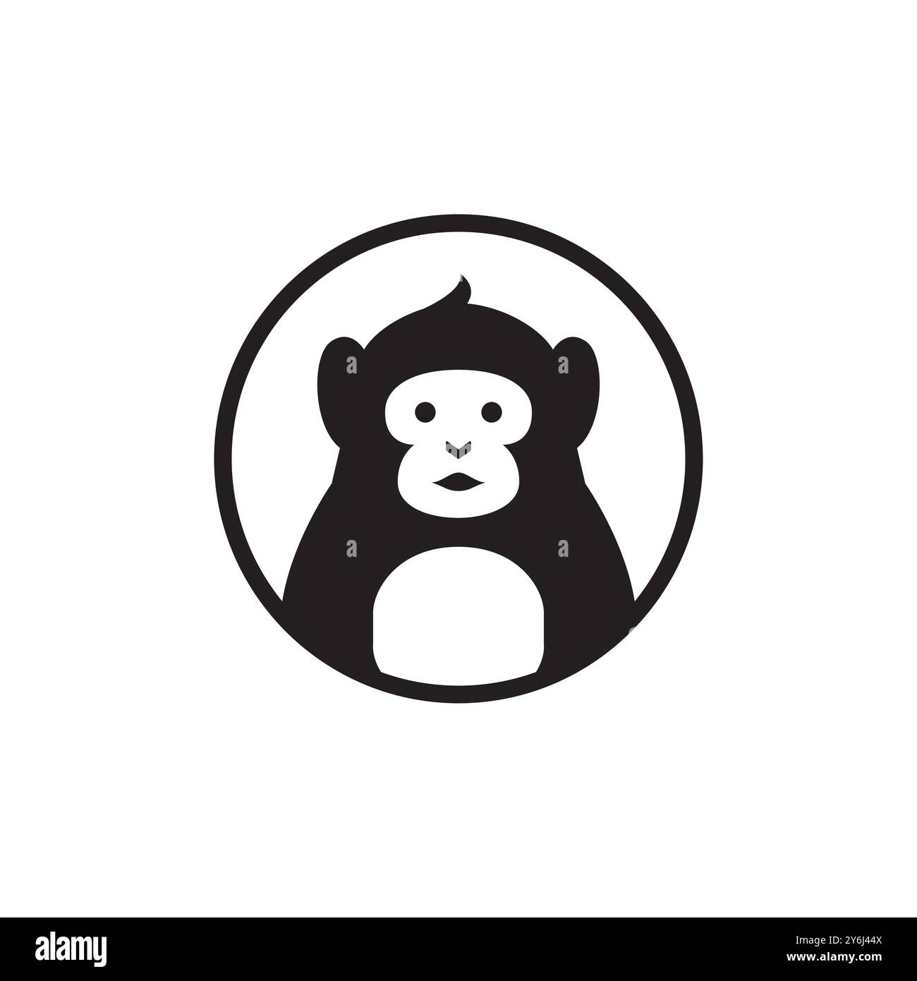 cute monkey in circle cartoon flat logo design vector Stock Vector ...