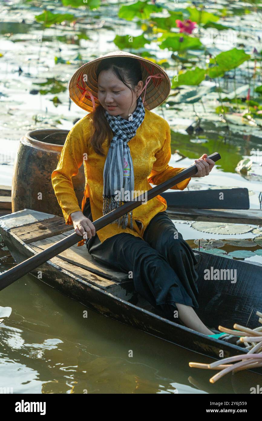 view of rural Vietnamese girl in Moc Hoa district, Long An province ...