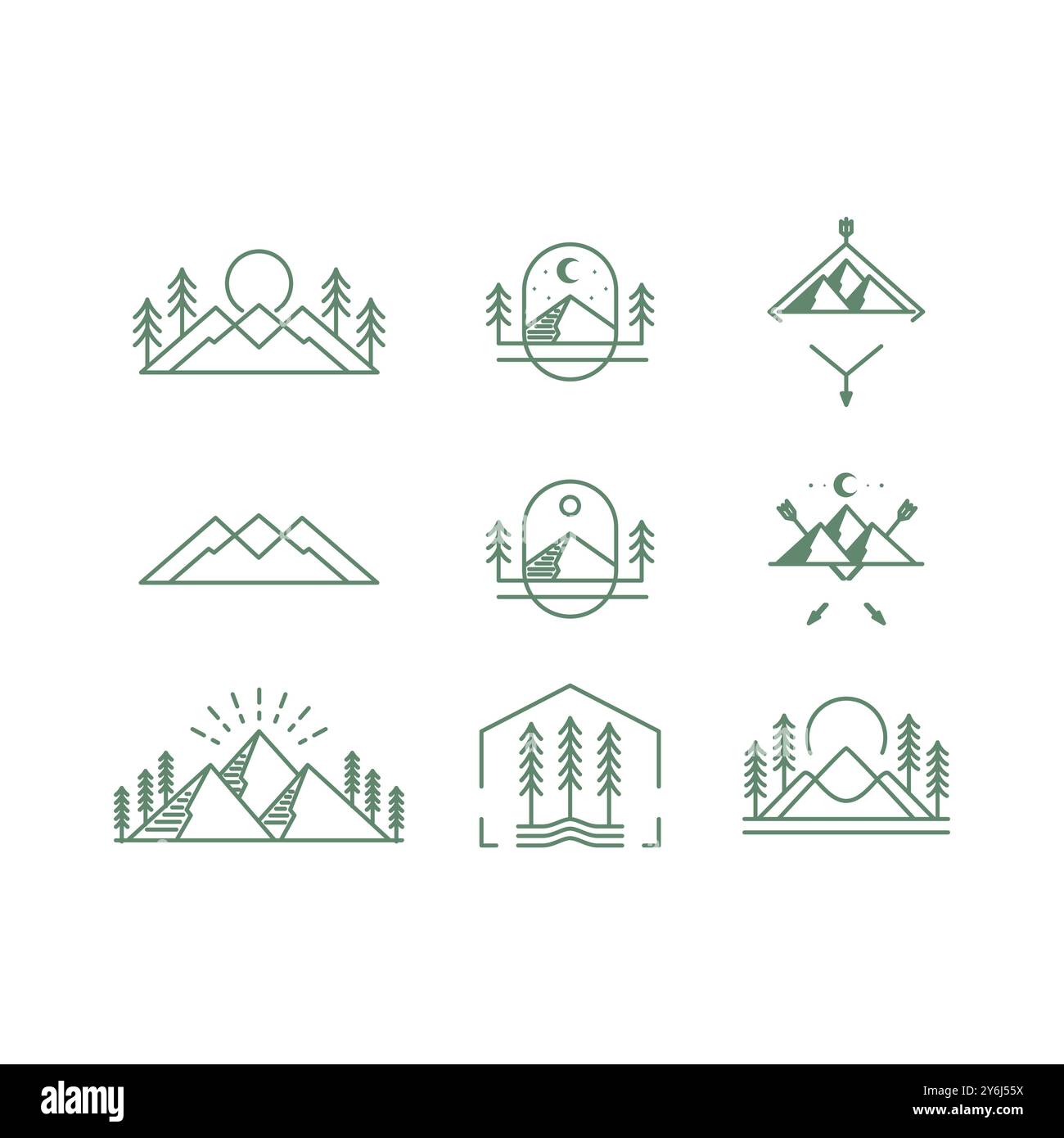 mountain peak outdoor icon set collection design vector Stock Vector ...